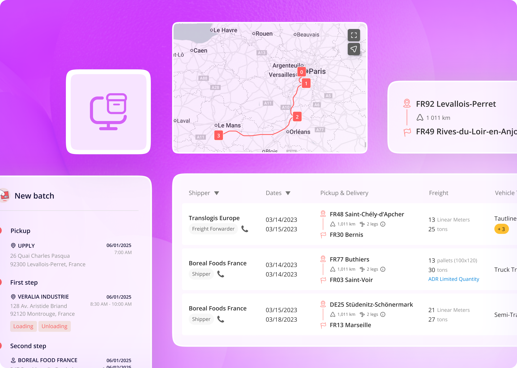 Marketplace: Sourcing platform and direct transport purchasing